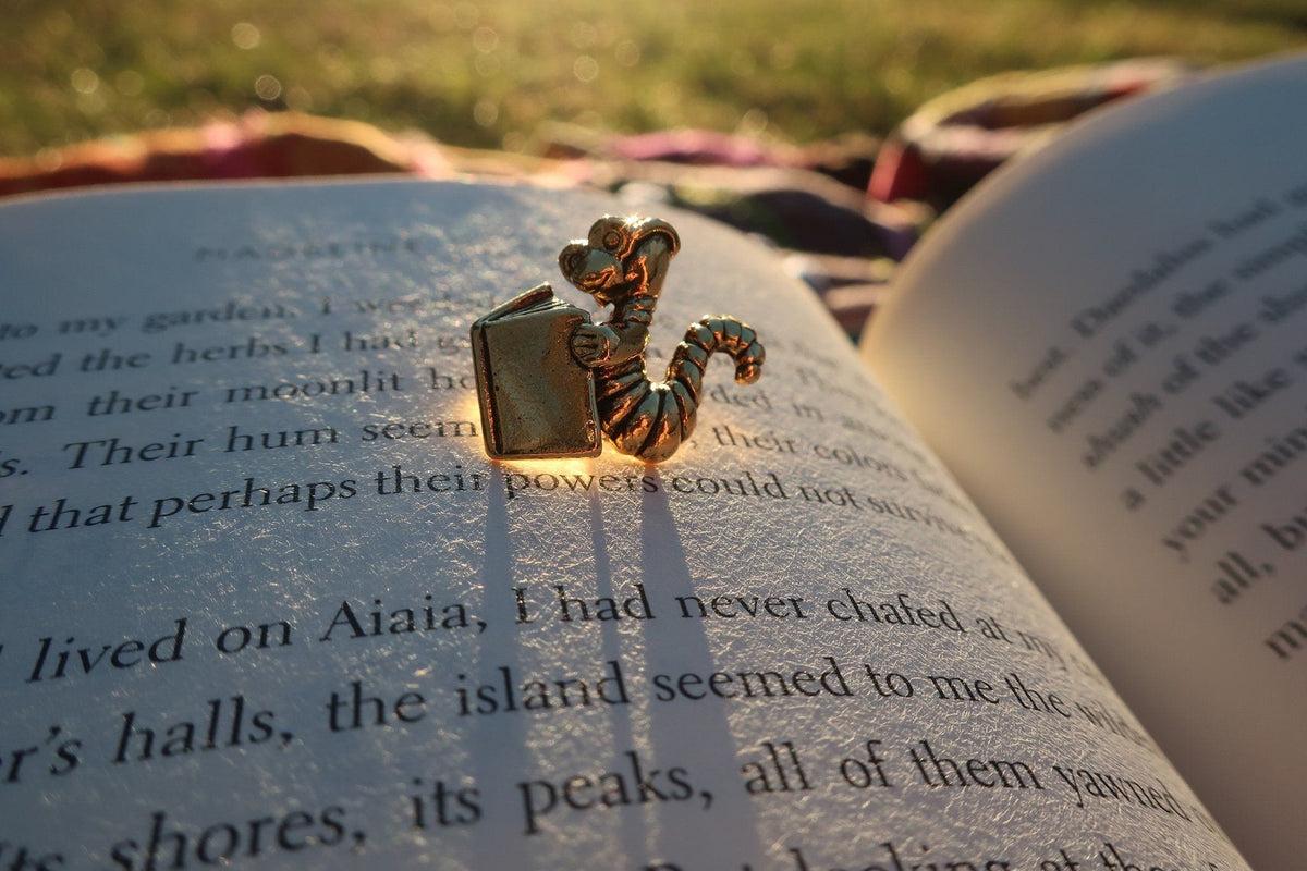 Bookworm Gold Lapel Pin - Perfect for Book Lovers | Lapel Pin Planet ...