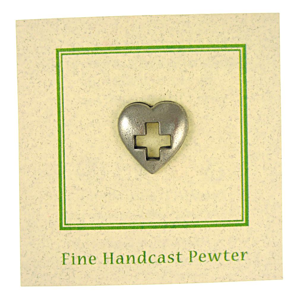 Heart with Cross Lapel Pin – lapelpinplanet