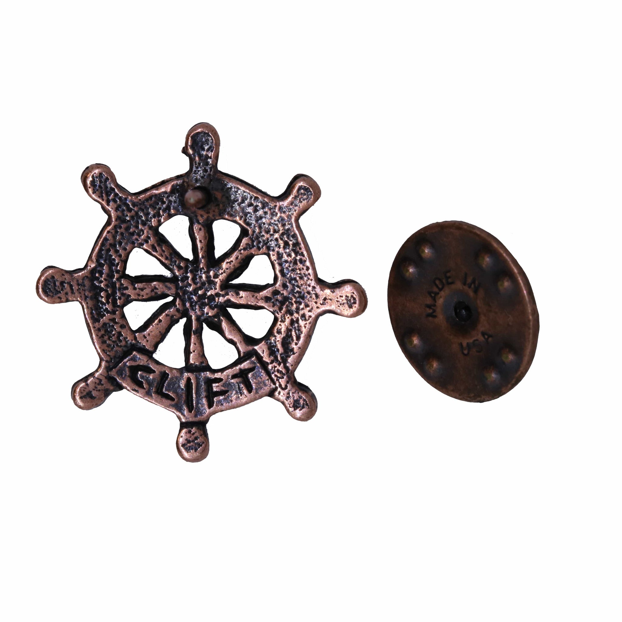 Ship's Wheel Copper Lapel Pin – lapelpinplanet
