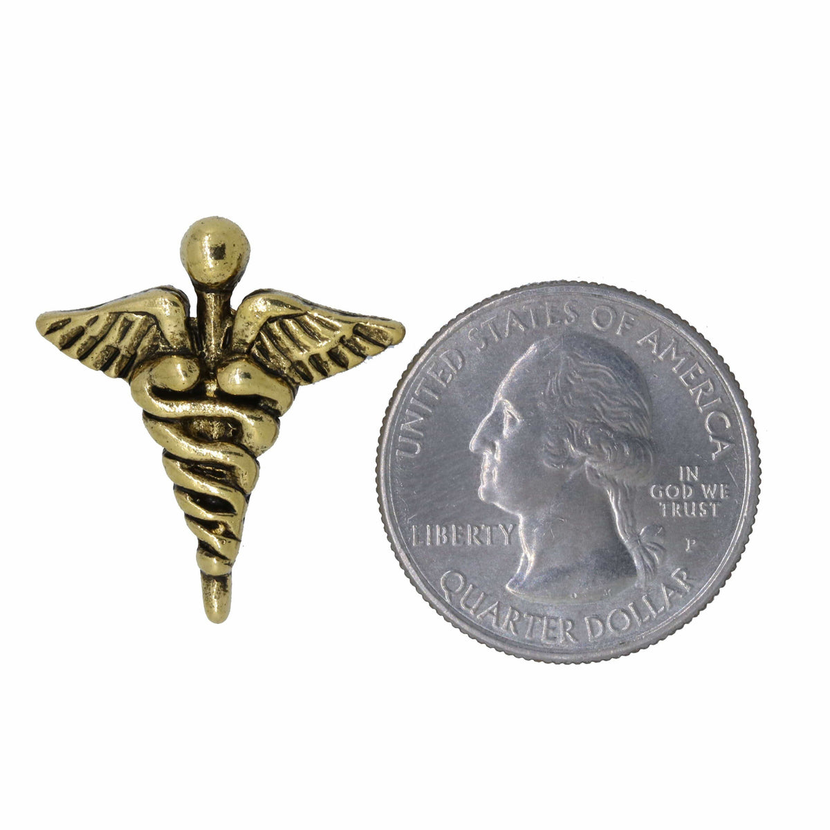 Caduceus Gold Lapel Pin | Lapel Pin Planet – lapelpinplanet