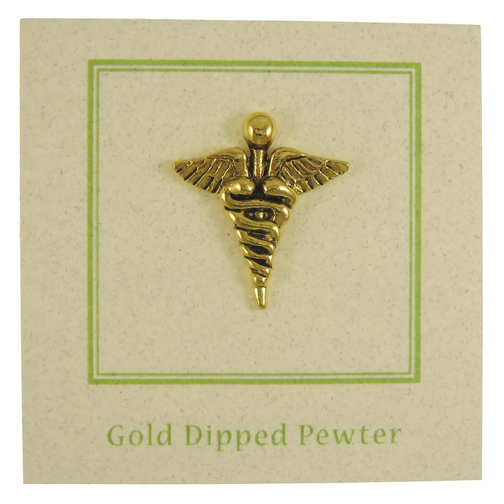 Caduceus Gold Lapel Pin | Lapel Pin Planet – lapelpinplanet