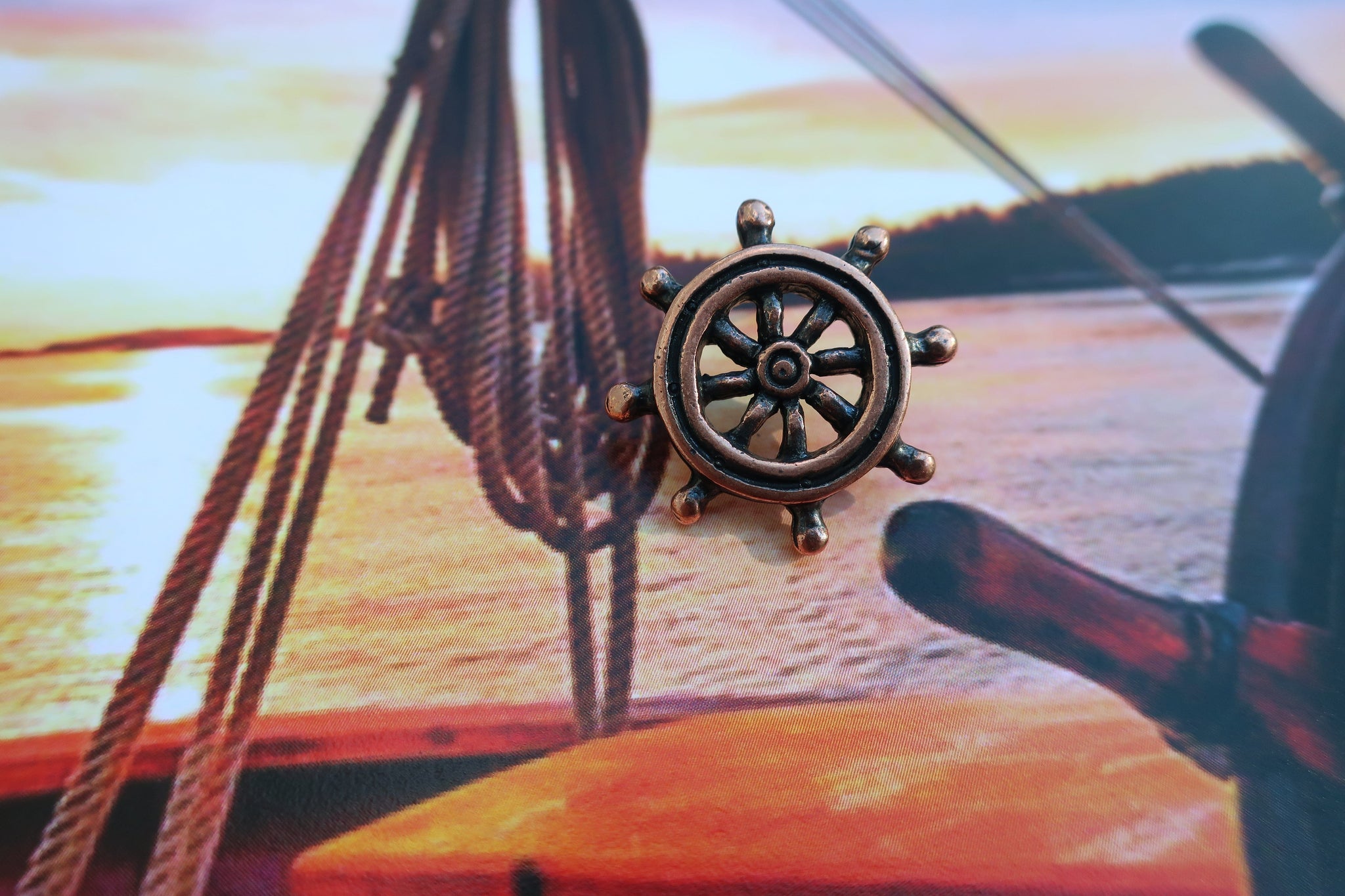 Ship's Wheel Copper Lapel Pin – lapelpinplanet