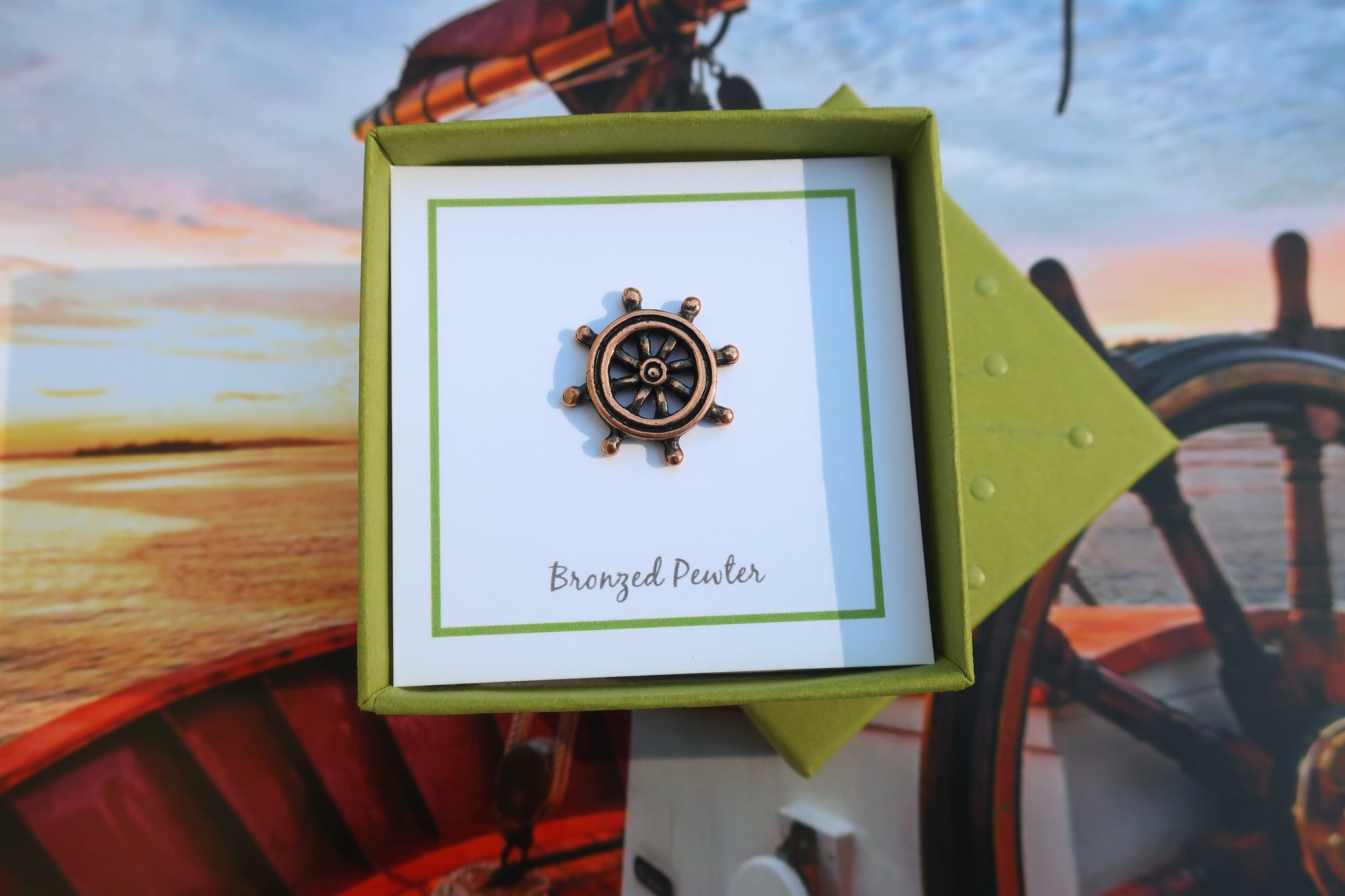 Ship's Wheel Copper Lapel Pin – lapelpinplanet