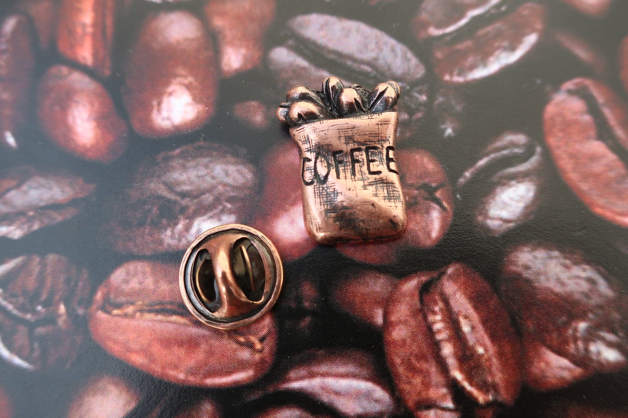 Sack of Coffee Copper Lapel Pin – lapelpinplanet