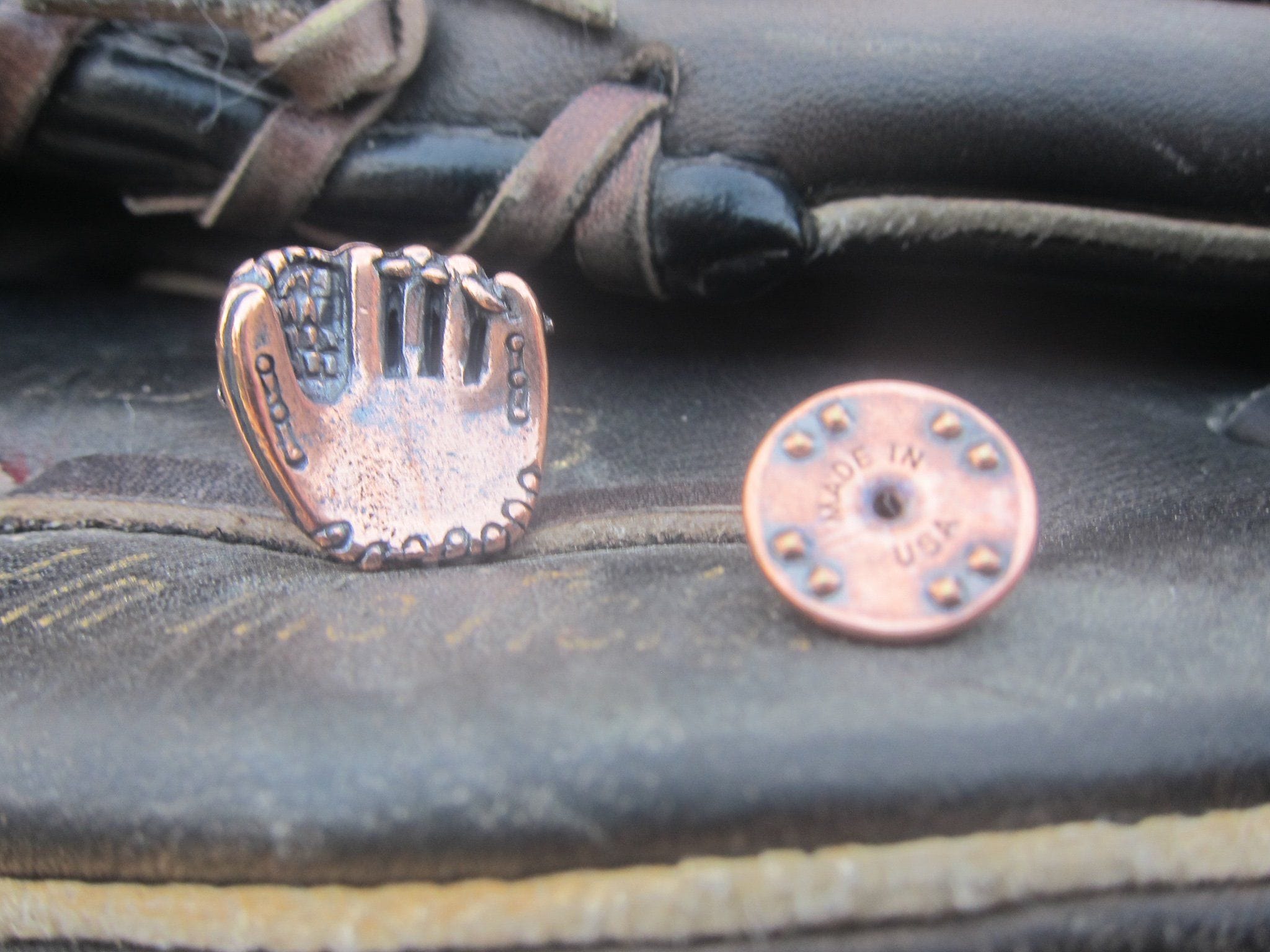 Baseball Glove Copper Lapel Pin - Score Big with Style | Lapel Pin ...