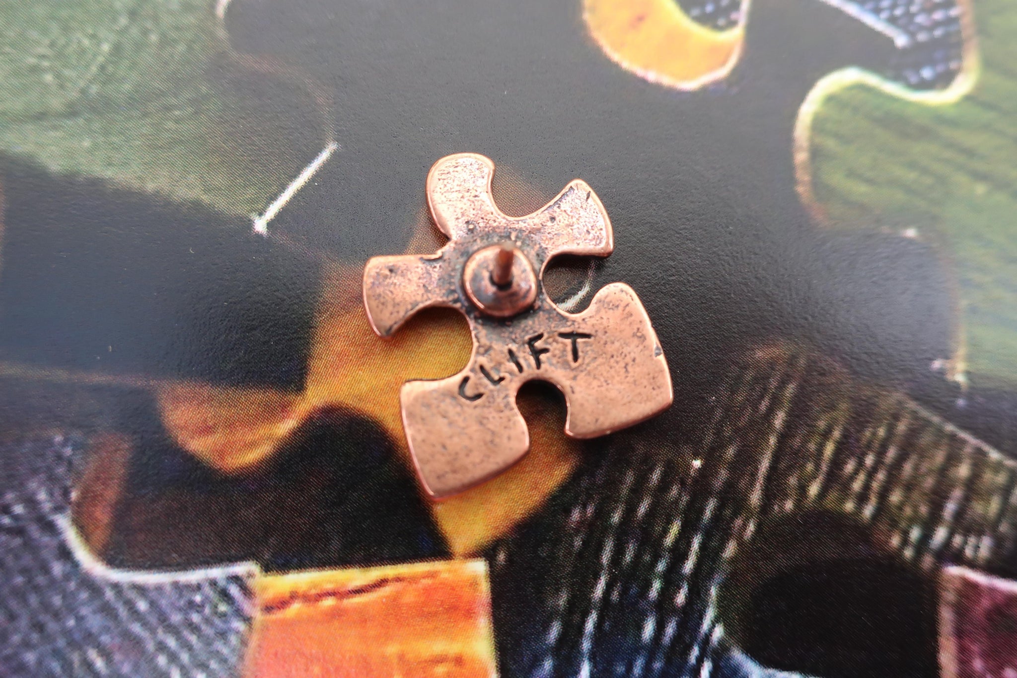 Puzzle Piece Copper Lapel Pin – lapelpinplanet