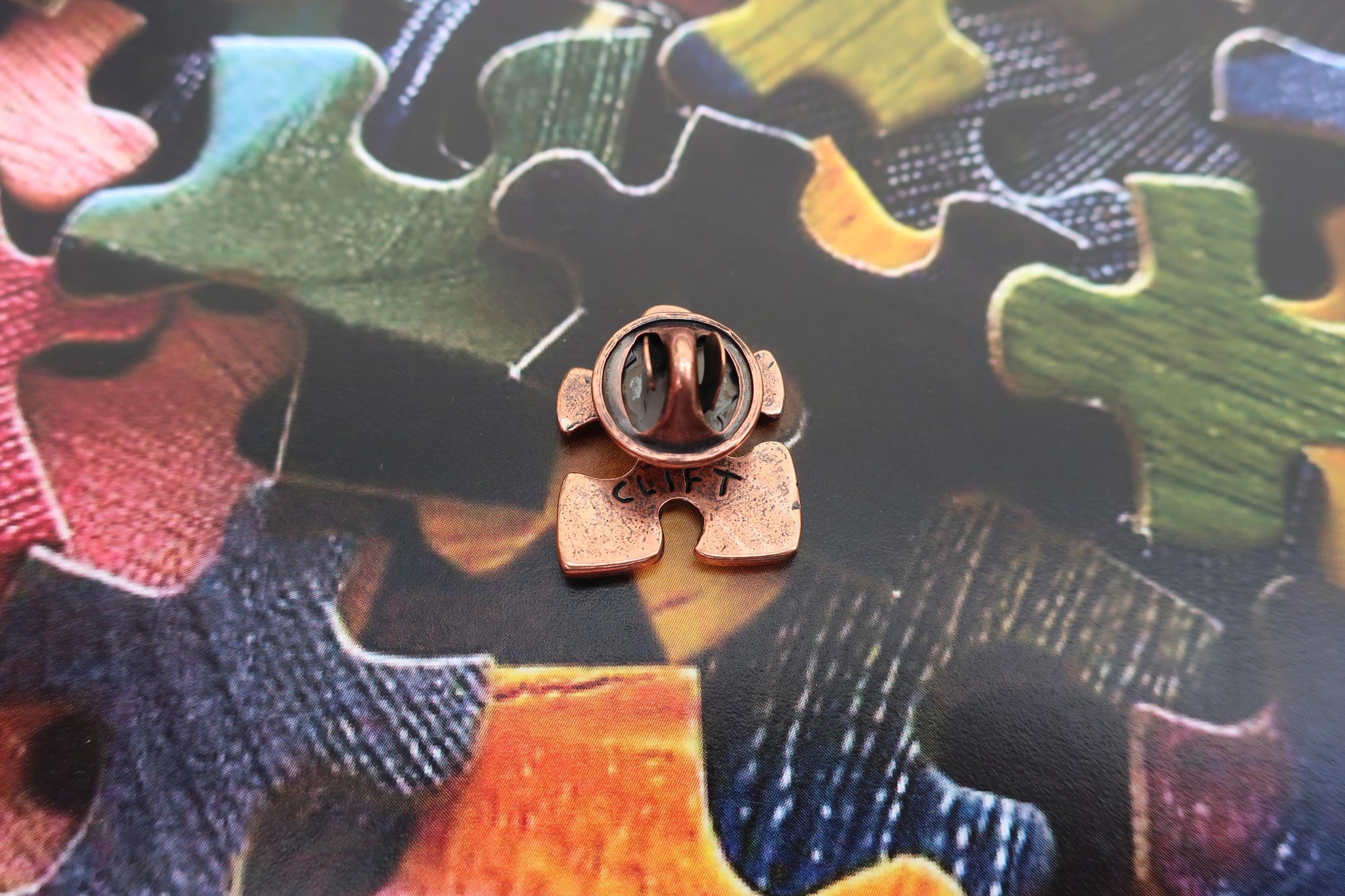 Puzzle Piece Copper Lapel Pin – lapelpinplanet