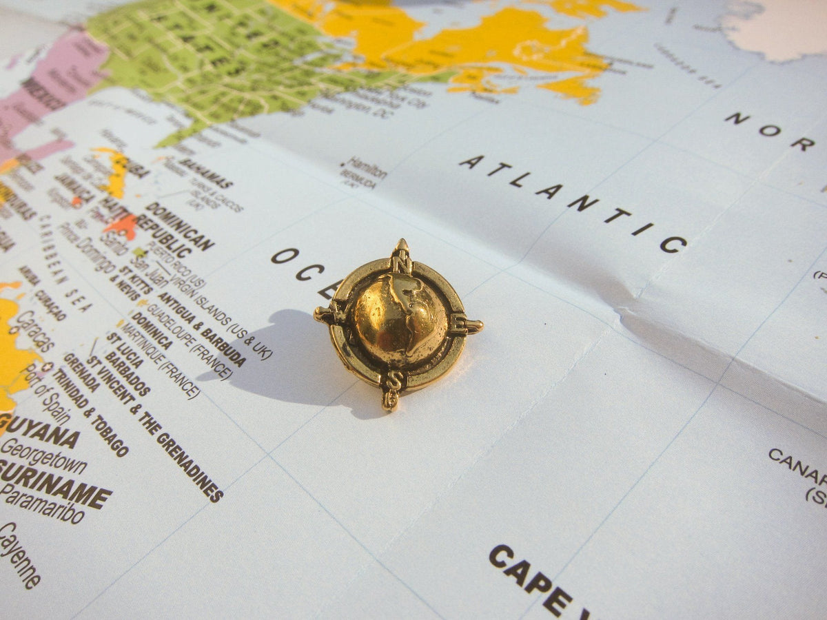 Globe Compass Gold Lapel Pin – lapelpinplanet