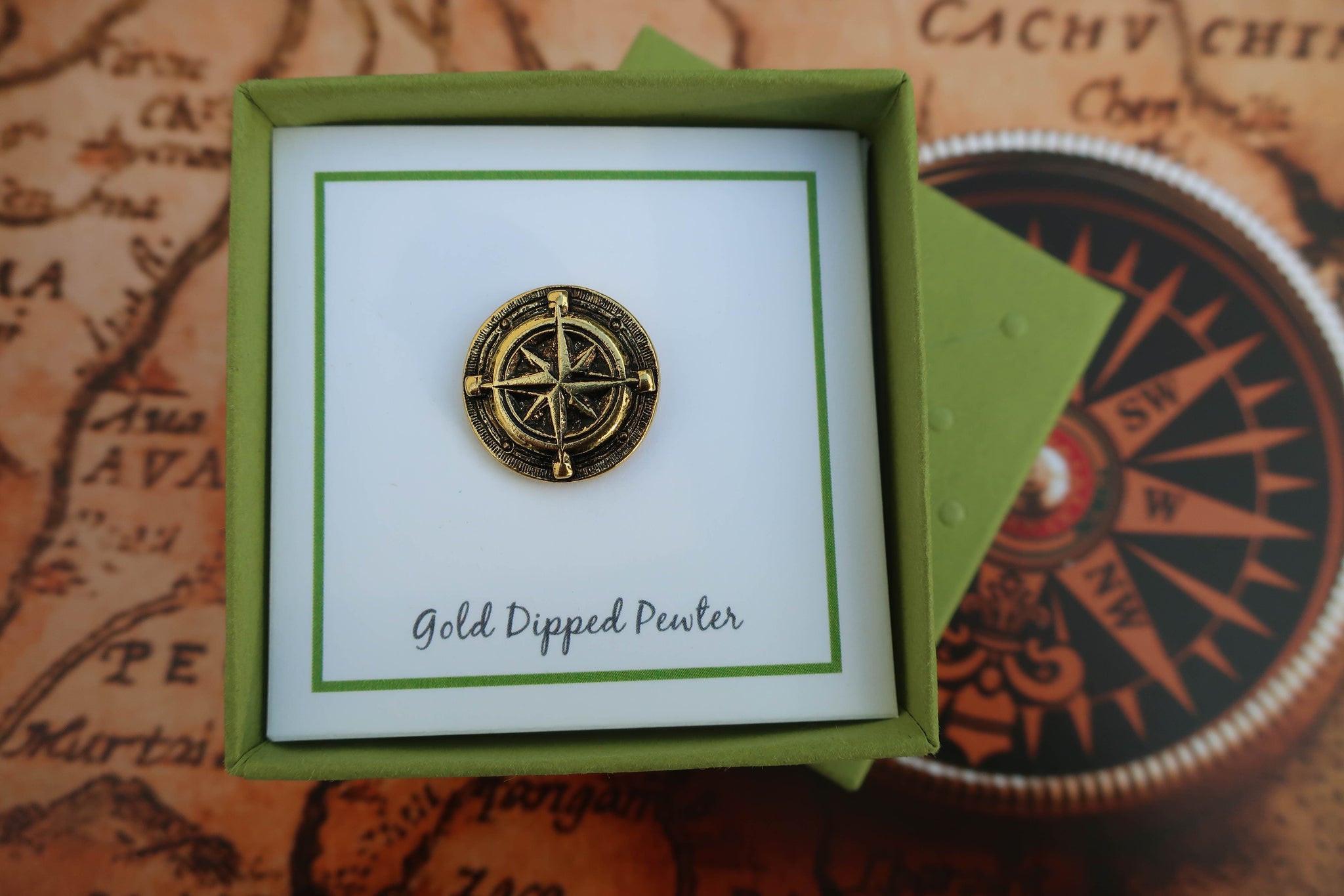Compass Rose Gold Lapel Pin – lapelpinplanet
