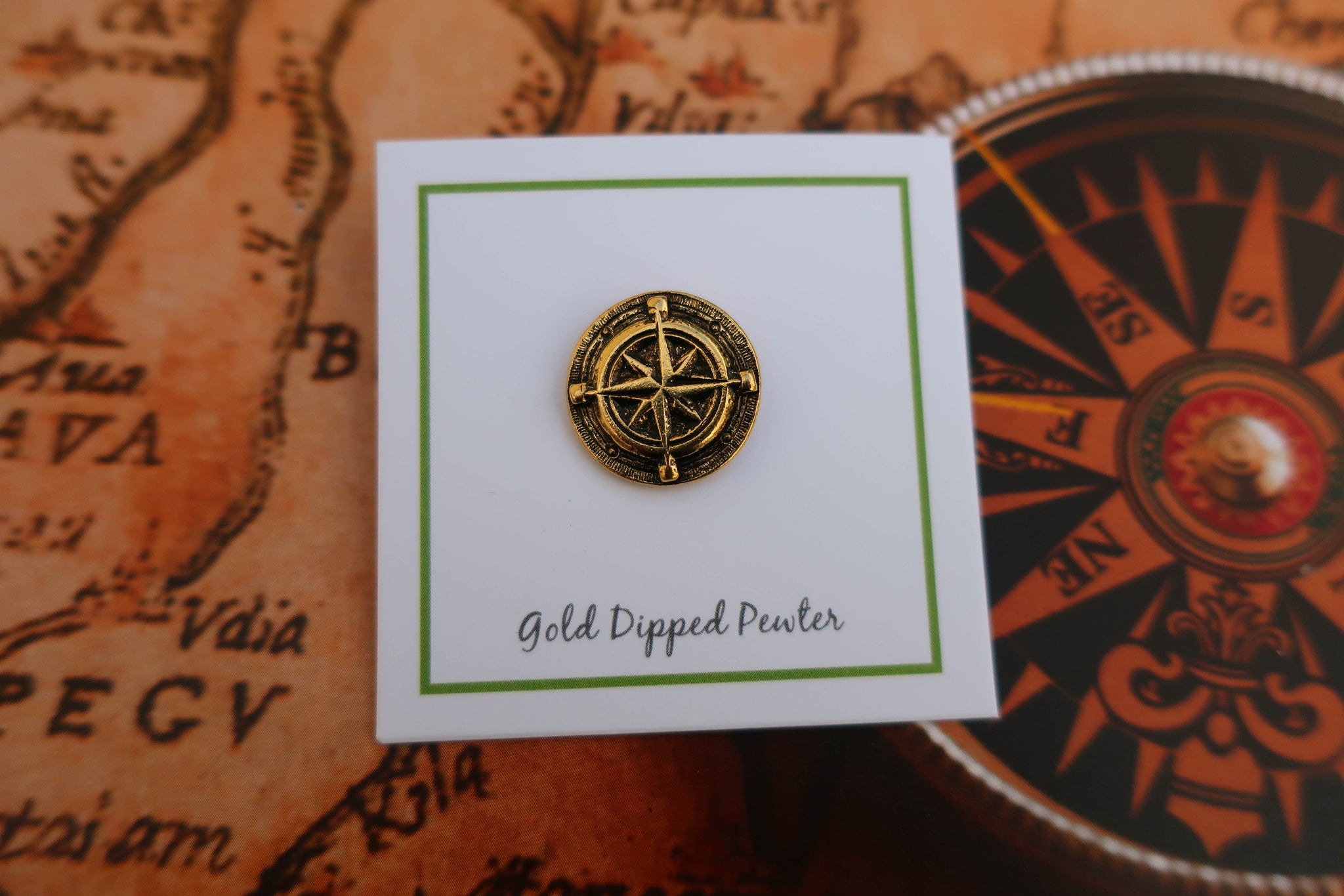 Compass Rose Gold Lapel Pin – lapelpinplanet