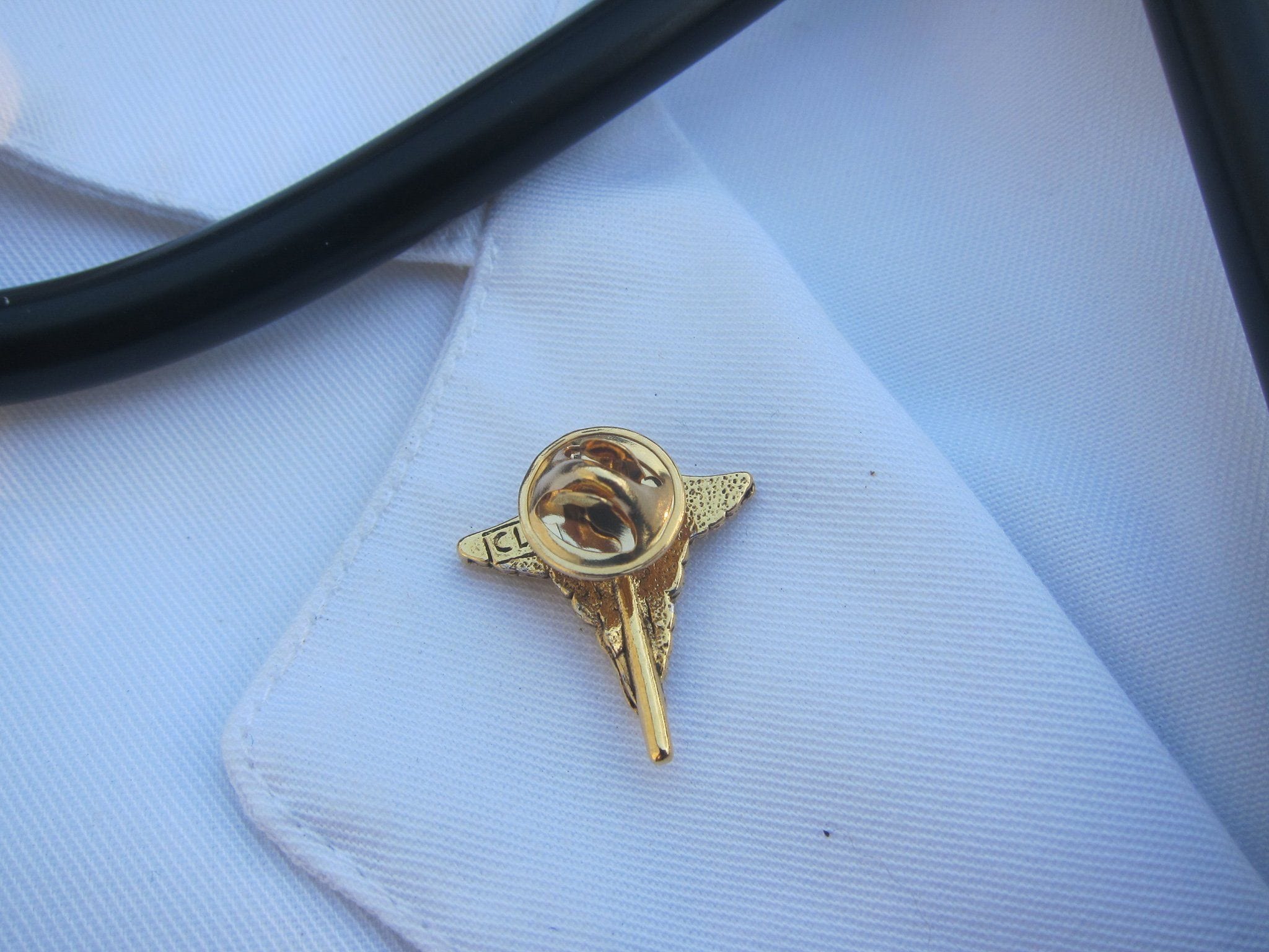 Caduceus Gold Lapel Pin | Lapel Pin Planet – lapelpinplanet