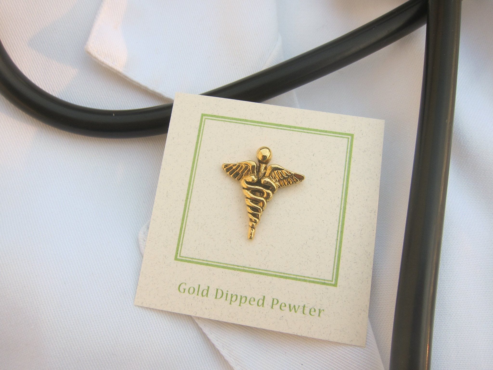 Caduceus Gold Lapel Pin | Lapel Pin Planet – lapelpinplanet