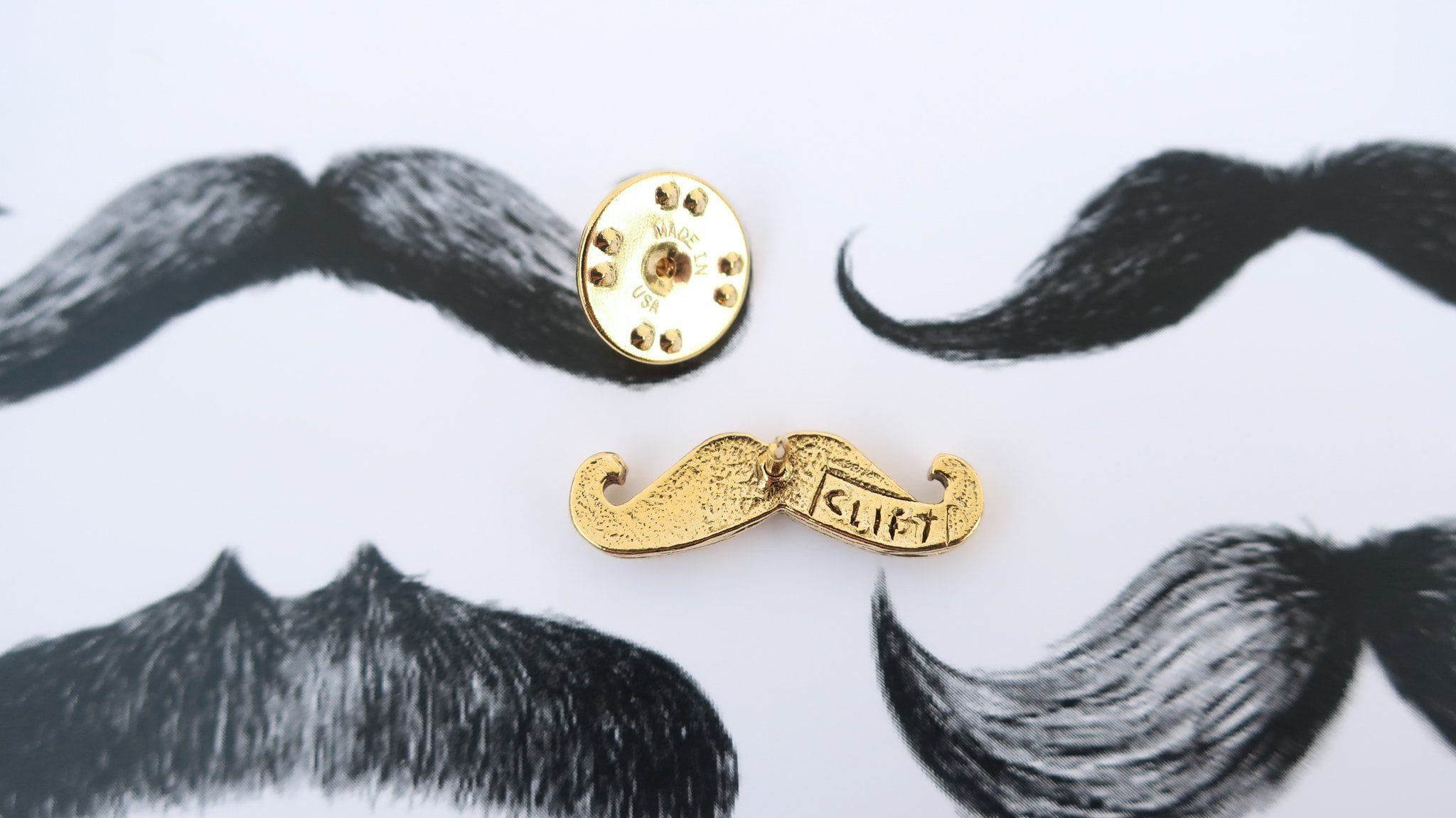 Moustache Gold Lapel Pin – lapelpinplanet