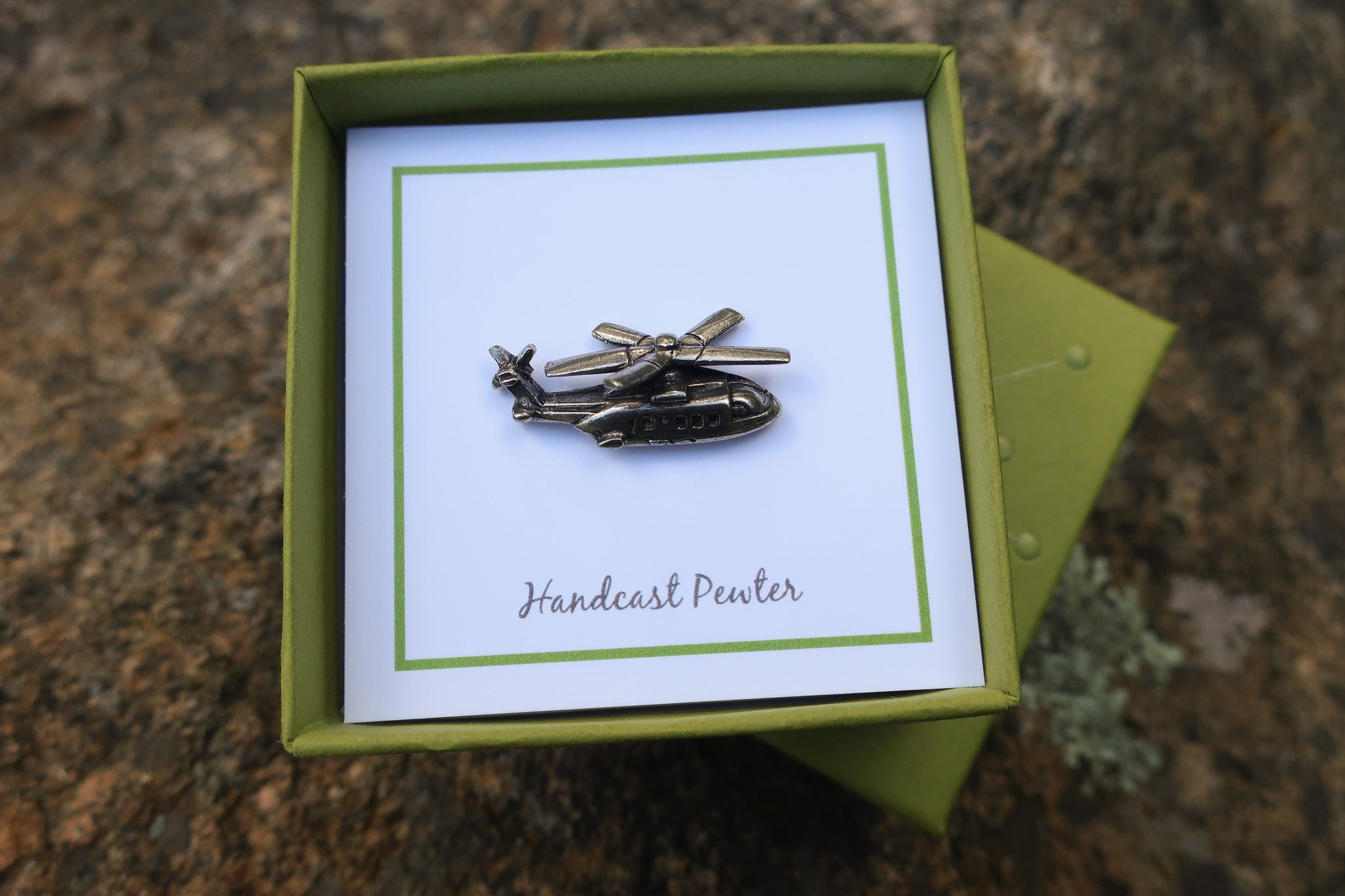 Helicopter Hand Cast Fine Pewter Pin - Lapel Pin Planet – lapelpinplanet