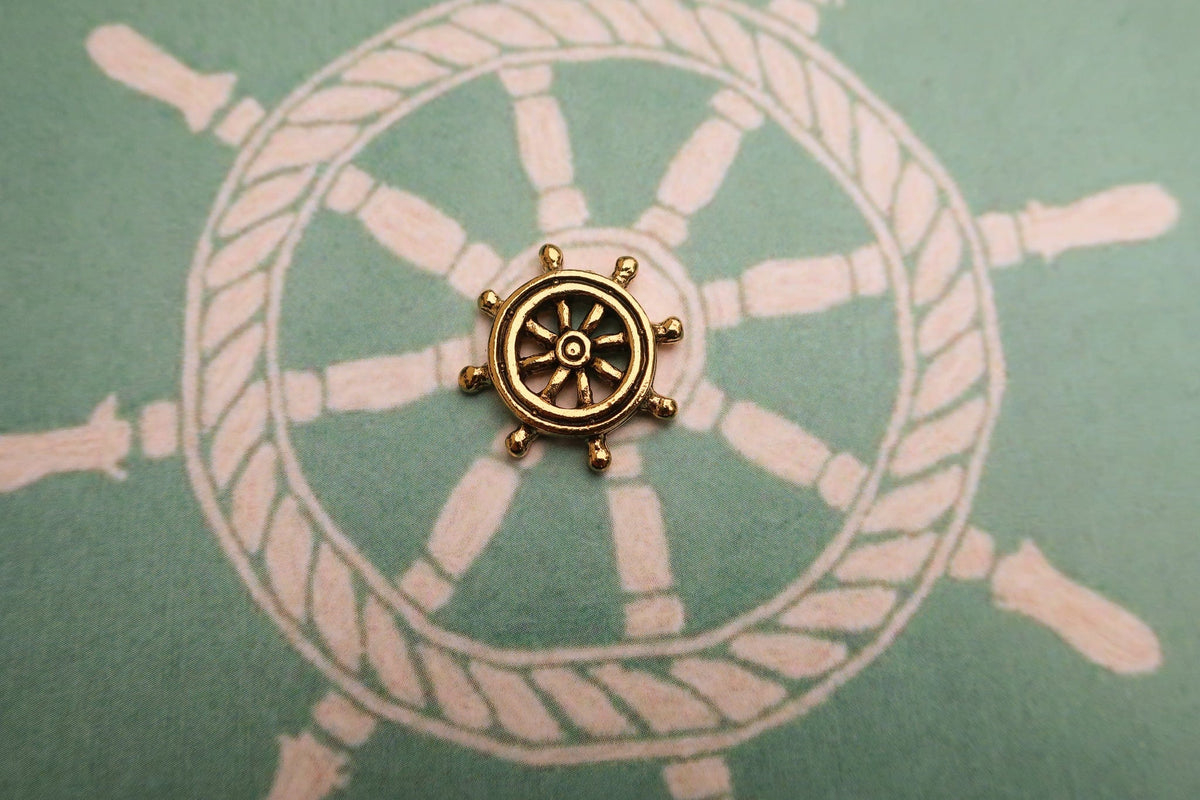 Ship's Wheel Gold Lapel Pin – lapelpinplanet